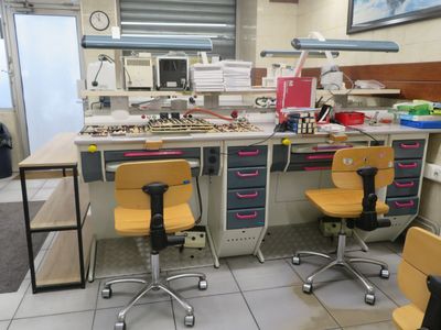 CATO Paillasse de laboratoire double (4 postes) avec troi... - 84496029 ...