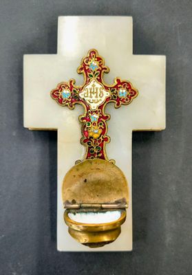 Benitier en bronze émaillé en forme de croix H : 13 cm ... - 85120709 ...