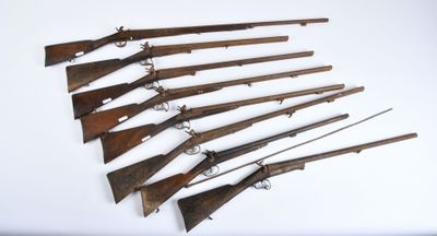 HUNTING RIFLES. Set of 8 external hammer percussion rifle... - 82811304 ...