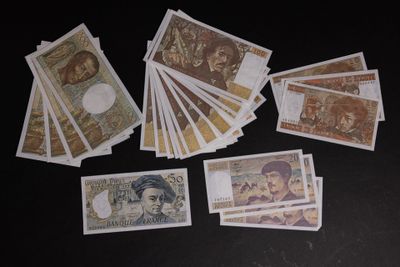 Ensemble de billets français comprenant : - Cinq billet... - 84883357 ...