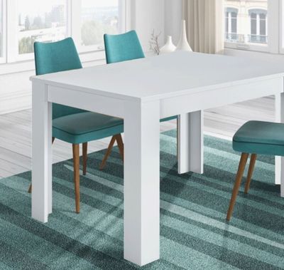 Table salle à manger extensible coloris blanc -dimensions... - 84937130 ...