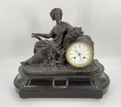 A clock decorated with an allegory of summer. In black pa... - 85121251 ...