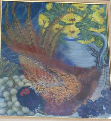 R. BOURGUIGNON Still life with pheasant and grapes Past... - 85043307 ...