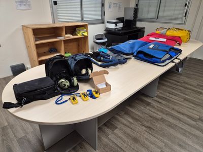 Aviation equipment including 2 hard hats, 3 gas detectors... - 85098789 ...