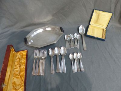 Set of silver-plated metal: bowl with wooden handle, 2 ca... - 85043297 ...