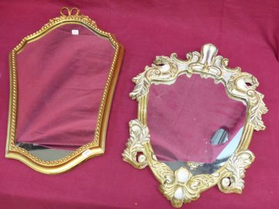 2 curved mirrors, gilded and patinated frames. Height: 5... - 85043171 ...