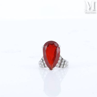 Bague pierre rouge Bague en platine 850 millièmes, sertie... - 85174751 ...