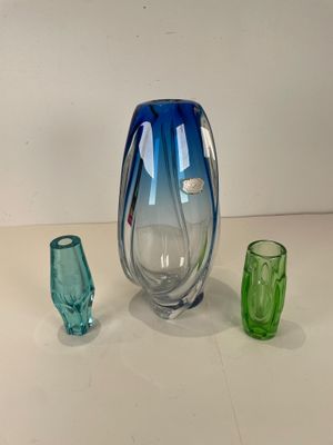 LAMBERT Belgium Large bluish crystal vase (chipped base) ... - 84839274 ...