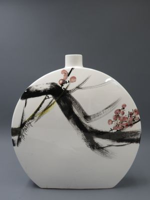 Grand Vase rond en céramique polychrome. Signé dans le dé... - 84907490 ...