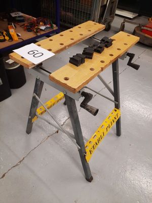 Folding workbench in grey lacquered metal and natural wood - 85093911 ...