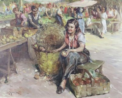 Richard DURANDO-TOGO (1910-?) "La belle vendeuse de frui... - 74405483 ...