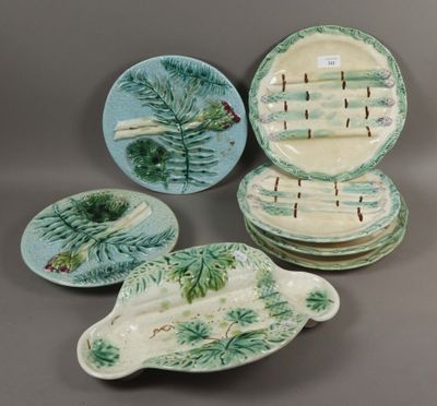 6 assiettes à asperges (de 2 modèles différents) et plat ... - 70680919 ...