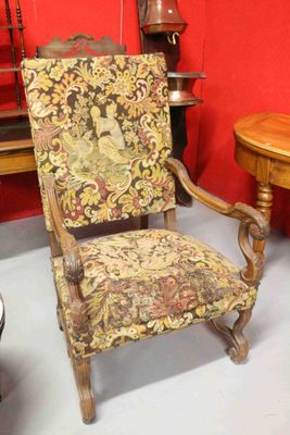 FAUTEUIL de style Louis XIII à garnitures ornées de tapis... - 85036032 ...