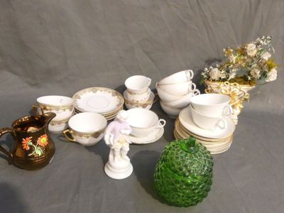 Limoges porcelain cups + Jersey pot, pineapple crystal bo... - 85043012 ...