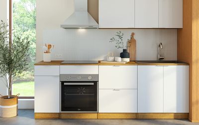 Linear kitchen - matt white and natural wood, brand Oskab... - 85113535 ...