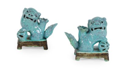 CHINE - XIXe siècle Paire de lions formant porte-baguett... - 83788849 ...