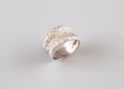 Bague jonc en or blanc 18K 750°/°°, poinçon hibou, serti... - 85143274 ...