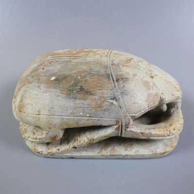 Egypt. Inscribed heart scarab in beige limestone. L. appr... - 85099375 ...