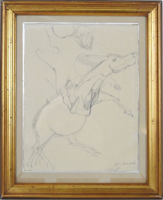 Bernard LORJOU (1908-1986) : Cavalier à cheval. Dessin au... - 85164881 ...