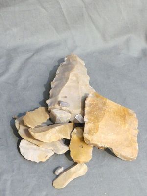 Paleolithic - 2 nuclei and flint blades including Grand P... - 85043463 ...