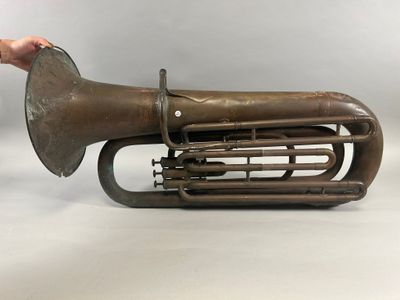 Copper double bass tuba with three valves. Association de... - 78078072 ...