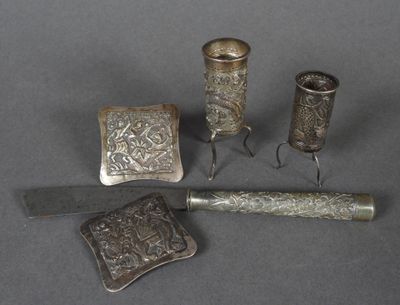 INDOCHINA, early 20th century. Silver-plated metal set i... - 85192405 ...