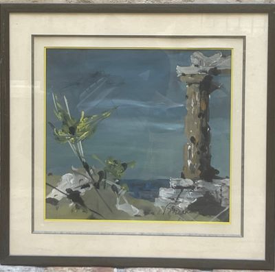 Dimitri BOUCHENE (1893-1993) Temple on the sea Gouache,... - 85175764 ...