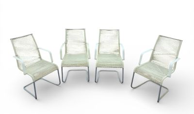 IKEA model VASMAN Suite of four tubular metal chairs, se... - 85277386 ...