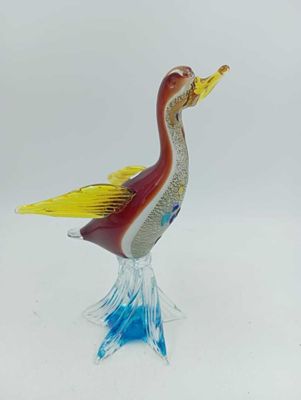 A Murano crystal duck and 6 green stemmed glasses - 85097483-104 ...