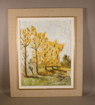 C. VAS (XXe) Arbres en Automne Huile sur papier signé... - 84830207-60 ...