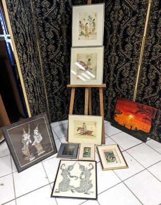 Asia, set of 7 frames including genre scenes, ink on pape... - 77926777 ...