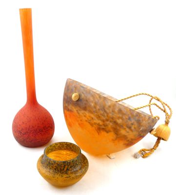 Réunion de trois pièces en verre moucheté: - DELATTE Nanc... - 84875937 ...