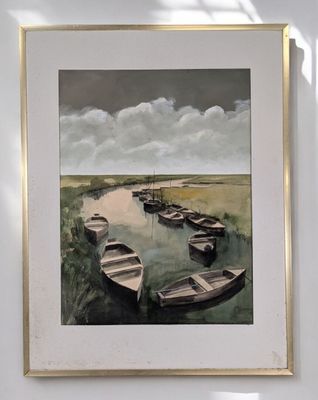 Watercolour "Barques" signed lower right and dated 81, 63... - 84824281 ...