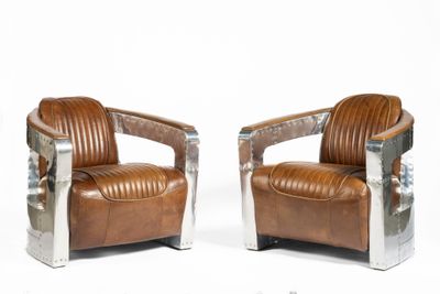 House of DE BEJARRY Pair of club armchairs, model DC3, ... - 85189727-179 | Interencheres.com