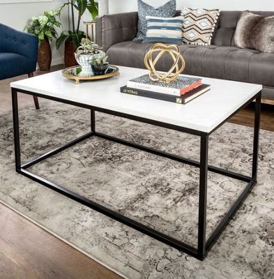 Lot de 5 Tables basse MARBLE WALKER EDISON, en métal noir... - 85184129 ...