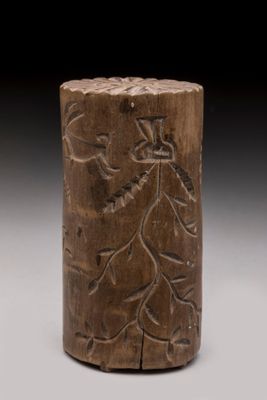 Boxwood cylinder forming a BUTTER MARKER engraved with fl... - 81850865 ...