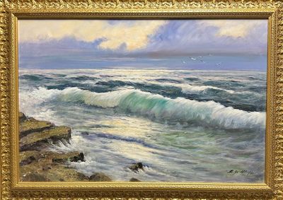 Ecole du Xxème siècle Littoral au crépuscule Huile sur ... - 85230542 ...