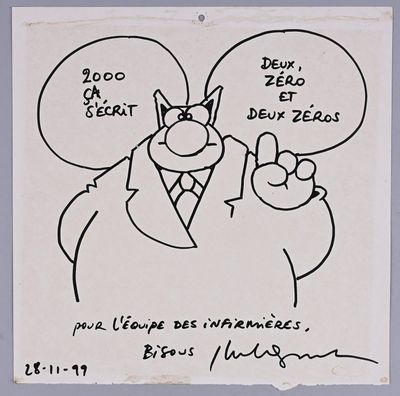GELUCK, Philippe (born 1954) The Cat. Dedication drawing ... - 84085958 ...