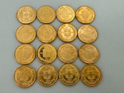 16 Swiss 20 franc gold coins 1896 - LOTS SOLD BY DESIGN, ... - 84969452 ...