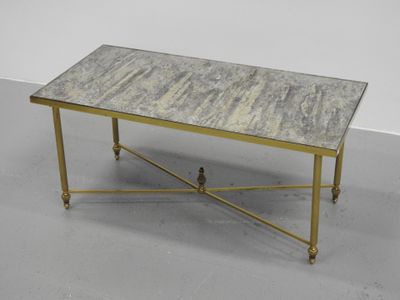 Work from the 70s Rectangular brass coffee table with an... - 85441263 ...