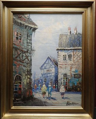 BERNARD (XXe) : Rue animée. Huile sur toile signée en bas... - 84926505 ...