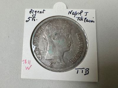 Pièce en argent 5 francs Napoléon Empereur 1811 W. - 84666274-363 ...