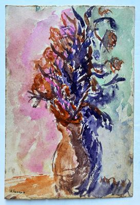 R. TERDJAN (XX ème) - [Bouquet of flowers in a vase]. Wat... - 85176209 ...