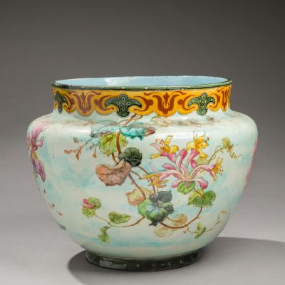 BENARD (XIX-XXème) Cache pot céramique, émaillée, polych... - 85391927 ...