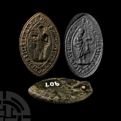 English Medieval Vesica-Shaped Seal Matrix with 'O Lamb o... - 71142889 ...