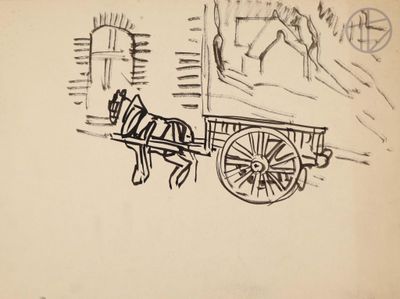 Mathurin MÉHEUT (1882-1958) Cheval à la charrette Plume e... - 85098936 ...