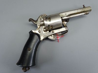Nickel-plated 7mm pinfire revolver (heavy wear), octagona... - 76695904 ...