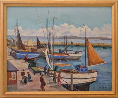 Roger RIOU (XXème) Port breton, 1950 Huile sur toile si... - 84951236 ...