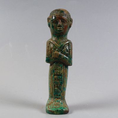 Egypt. Oushebti inscribed in earthenware with green glaze... - 85099380 ...