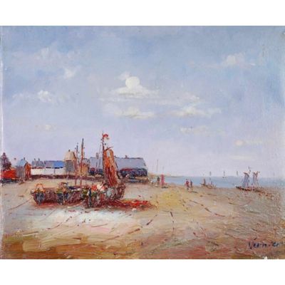 VERNIER David (XXth century) "LA PLAGE" Oil on canvas. Si... - 77995868 ...